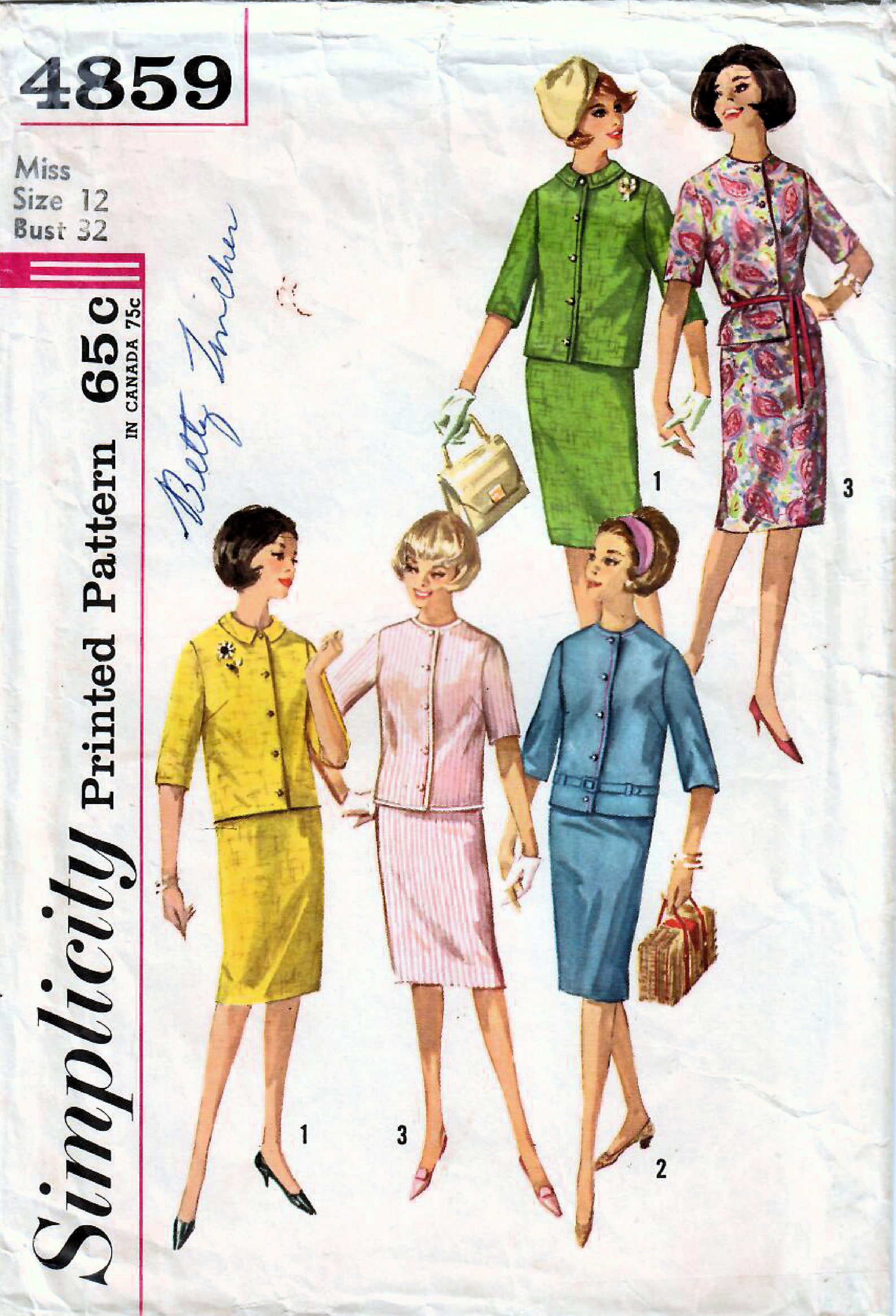 1960s Simplicity 4859 Vintage Sewing Pattern Misses Slim Skirt, Box ...