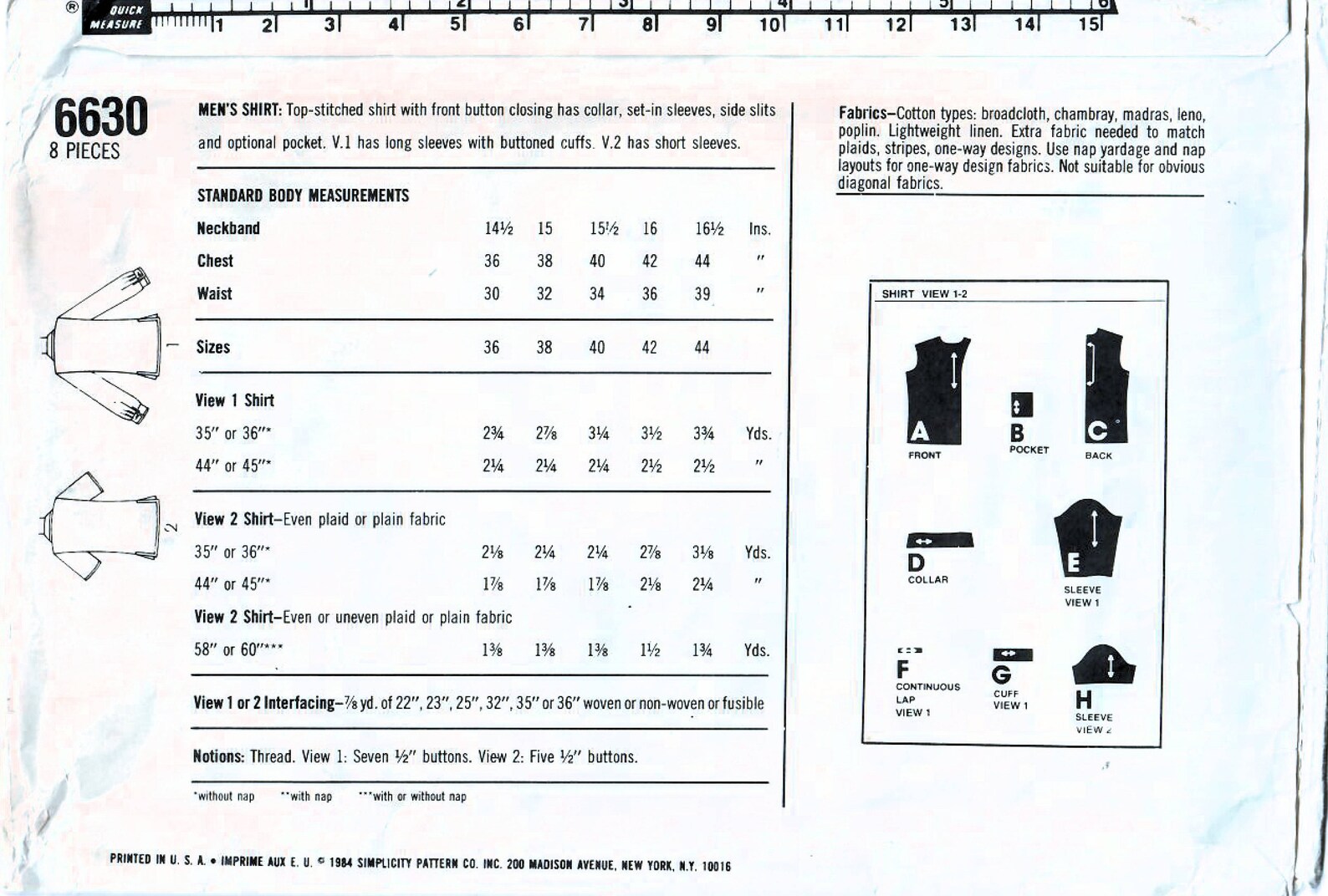 1980s Simplicity 6630 UNCUT Vintage Sewing Pattern Men's - Etsy