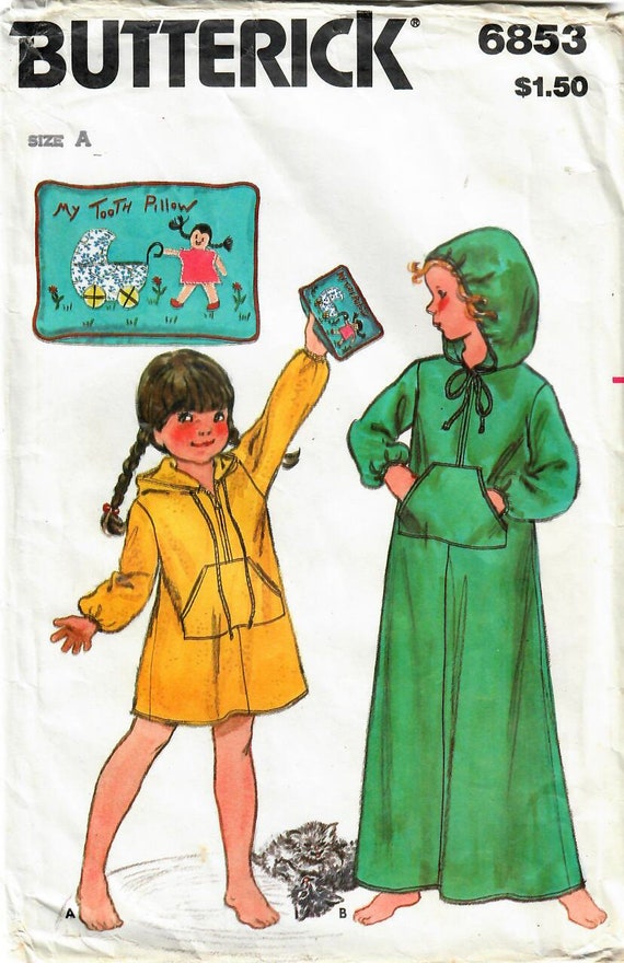 1970s Butterick 6853 Vintage Sewing Pattern Girls Robe Hooded - Etsy