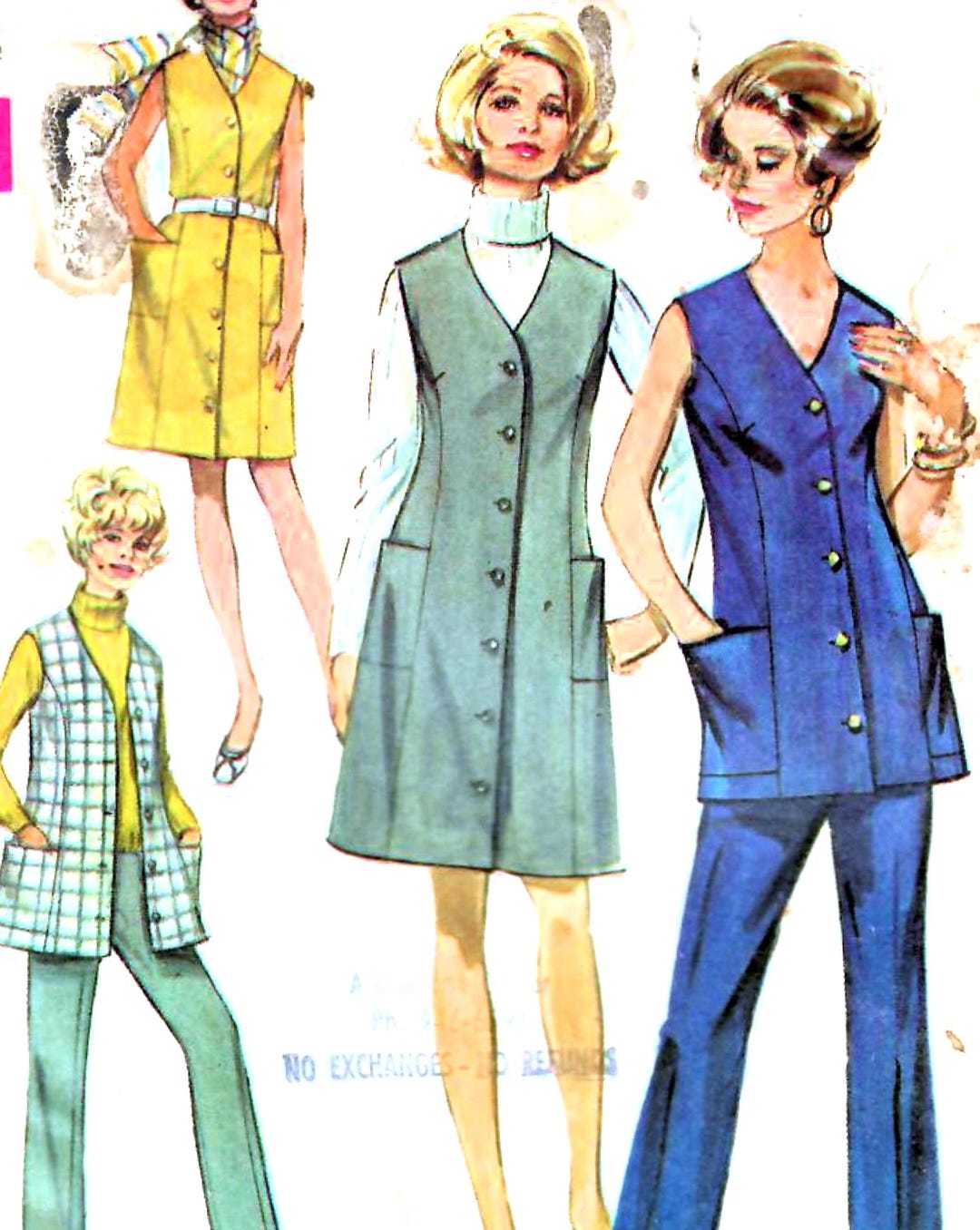 1960s A-line Jumper, Tunic, Pants Sewing Pattern: Simplicity 8359 Half ...