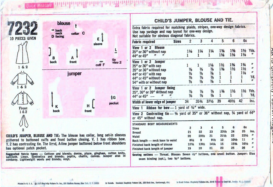 1960s Simplicity 7232 Vintage Sewing Pattern Girls Tent - Etsy