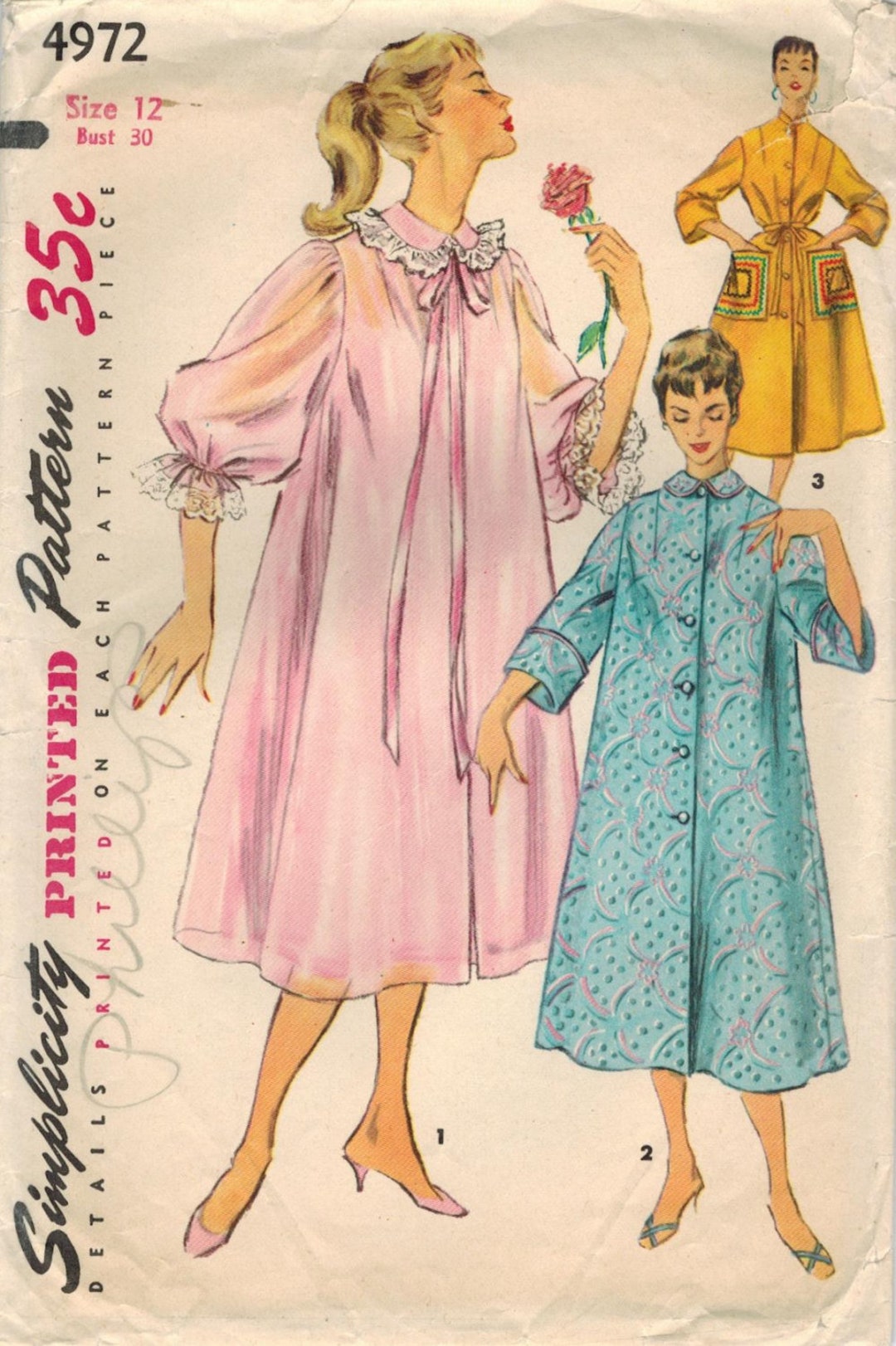 1950s Simplicity 4972 Vintage Sewing Pattern Misses Duster - Etsy