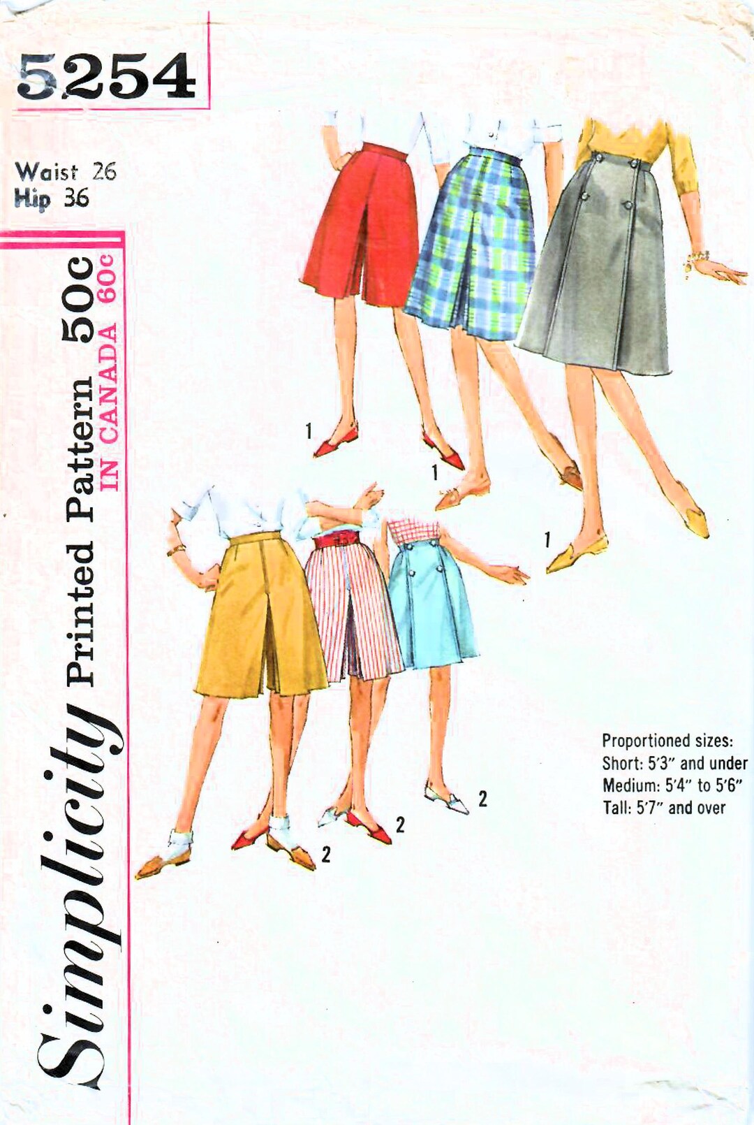 1960s Simplicity 5254 Vintage Sewing Pattern Misses Proportioned ...