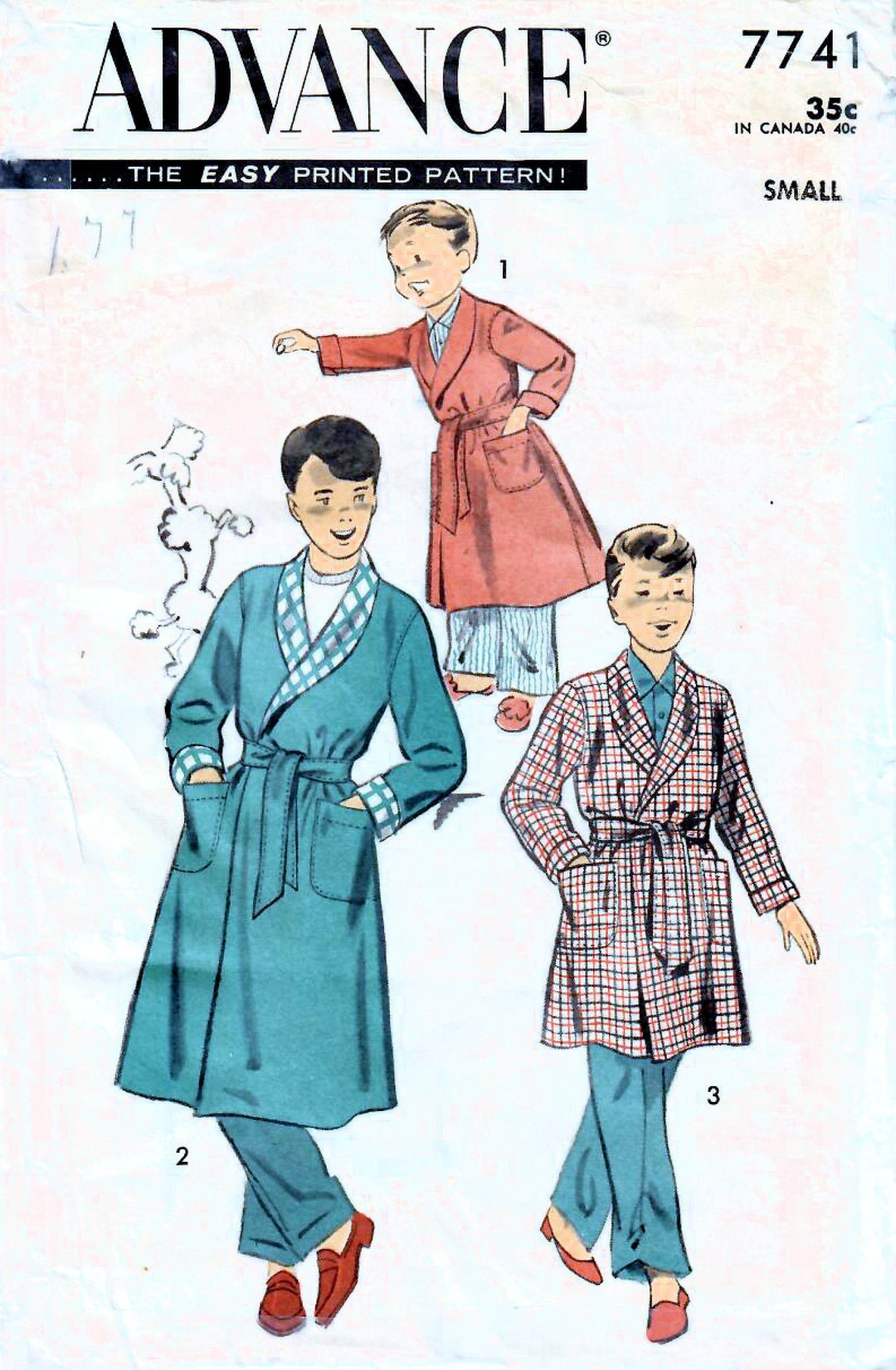 1950s Advance 7741 Vintage Sewing Pattern Boys Long Robe, Short Robe ...