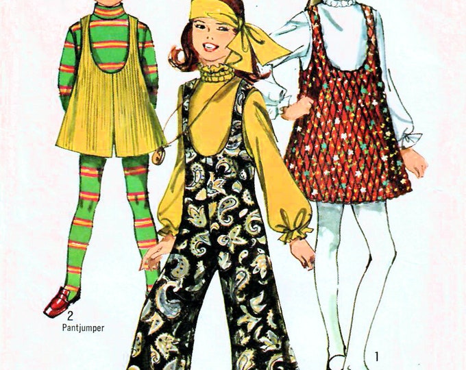 1960s Simplicity 8379 Vintage Sewing Pattern Girls Dress, Jumpsuit ...