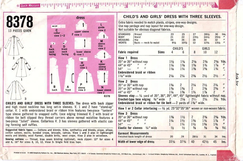 1960s Simplicity 8378 Vintage Sewing Pattern Girls Flared - Etsy
