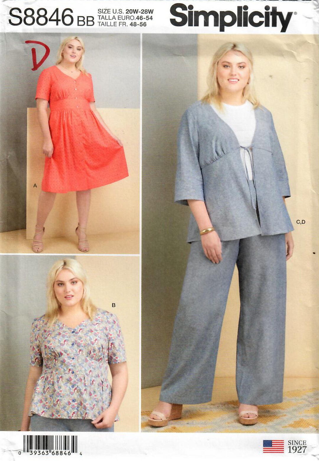 2010s Simplicity 8846 UNCUT Sewing Pattern Misses Dress, Top, Pants ...