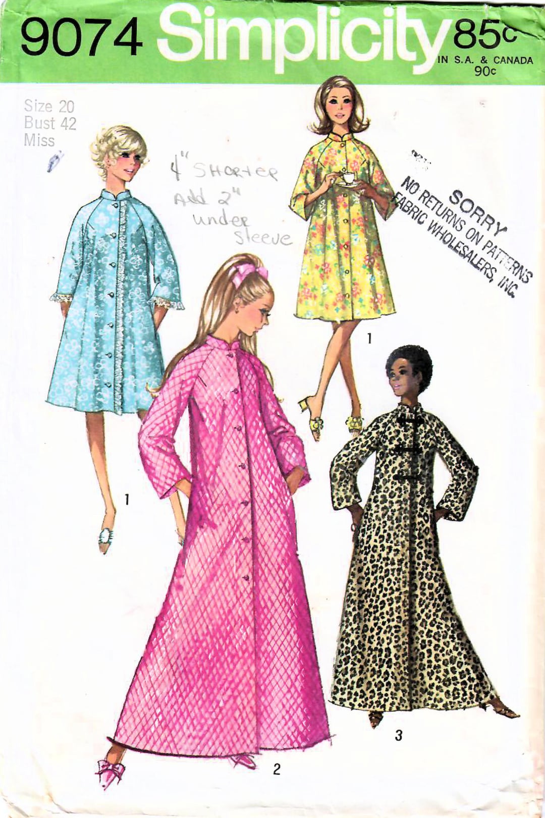 1970s Simplicity 9074 Vintage Sewing Pattern Misses A-line Robe Long ...