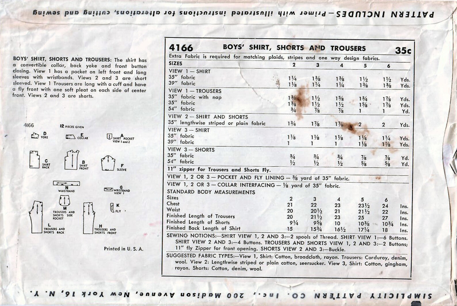 1950s Simplicity 4166 Vintage Sewing Pattern Boys Shirt - Etsy