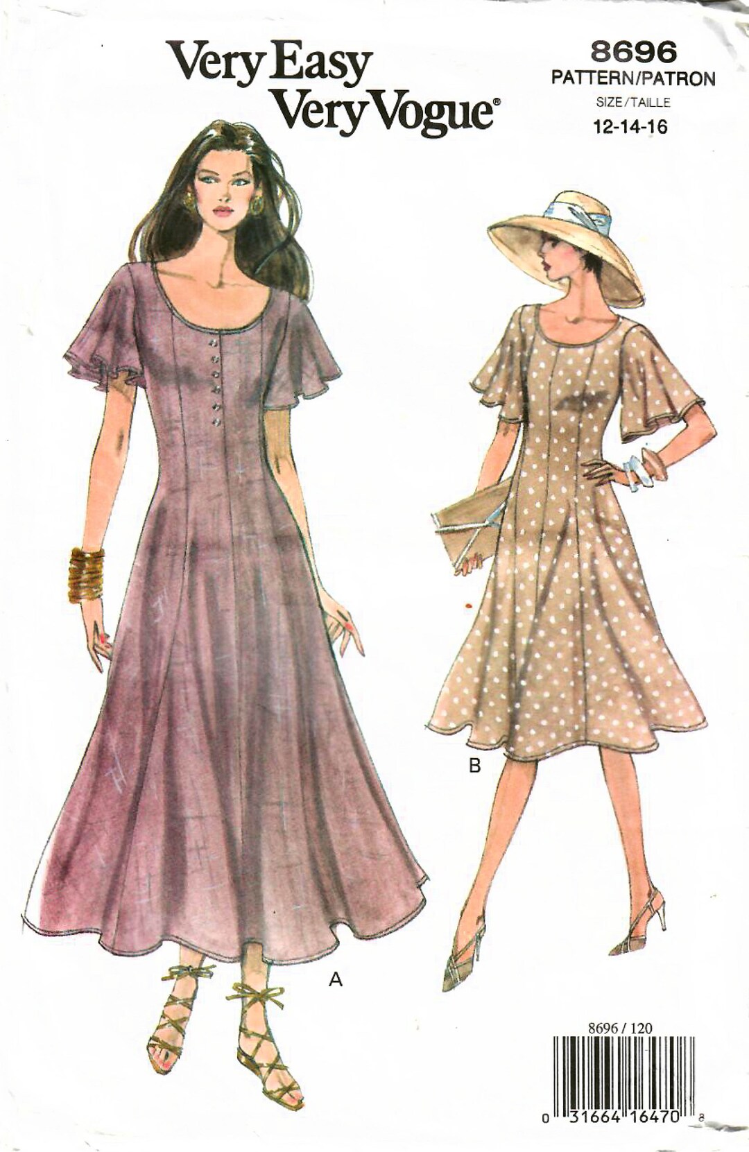 1990s Vogue 8696 Vintage Sewing Pattern Misses Princess Dress, Maxi ...