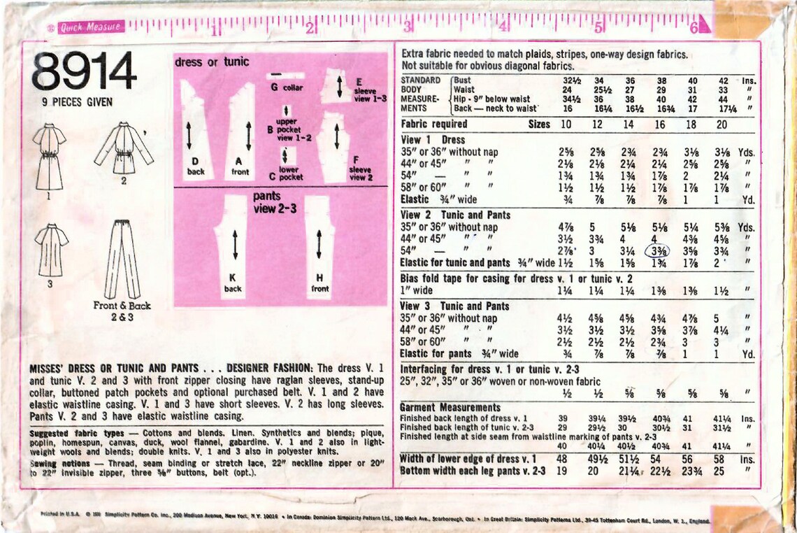 1970s Simplicity 8914 Vintage Sewing Pattern Misses Dress - Etsy