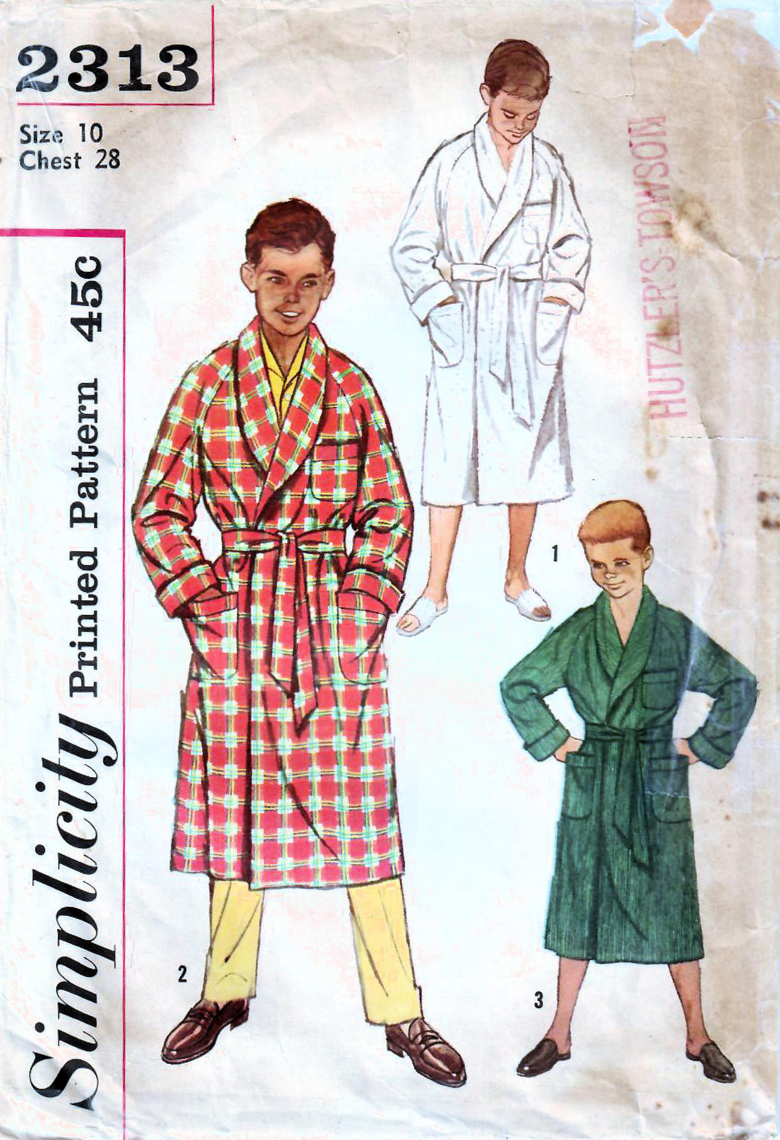 1950s Simplicity 2313 Vintage Sewing Pattern Boys Wrap Robe - Etsy