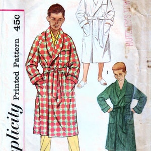 1950s Simplicity 2313 Vintage Sewing Pattern Boys Wrap Robe Size 10 ...