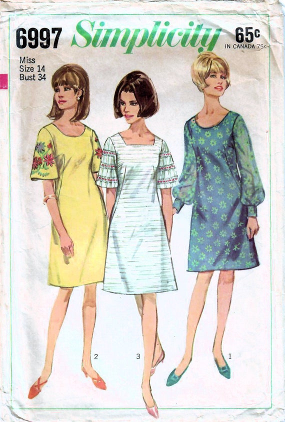 1960s Simplicity 6997 Vintage Sewing Pattern Misses A-line - Etsy