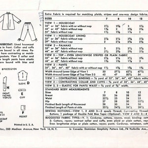 1950s Simplicity 1441 Vintage Sewing Pattern Girls Robe, Housecoat ...