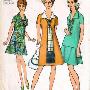 1970s Simplicity 8844 Vintage Sewing Pattern A-line Dress, Tunic Top ...