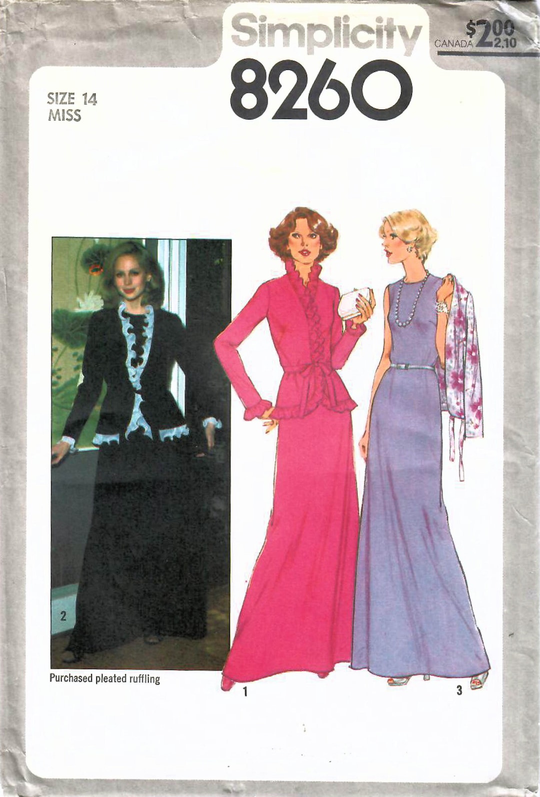 1970s Simplicity 8260 UNCUT Vintage Sewing Pattern Misses Evening Gown ...