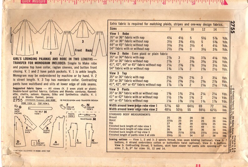 1950s Simplicity 2755 Vintage Sewing Pattern Girls Robe | Etsy