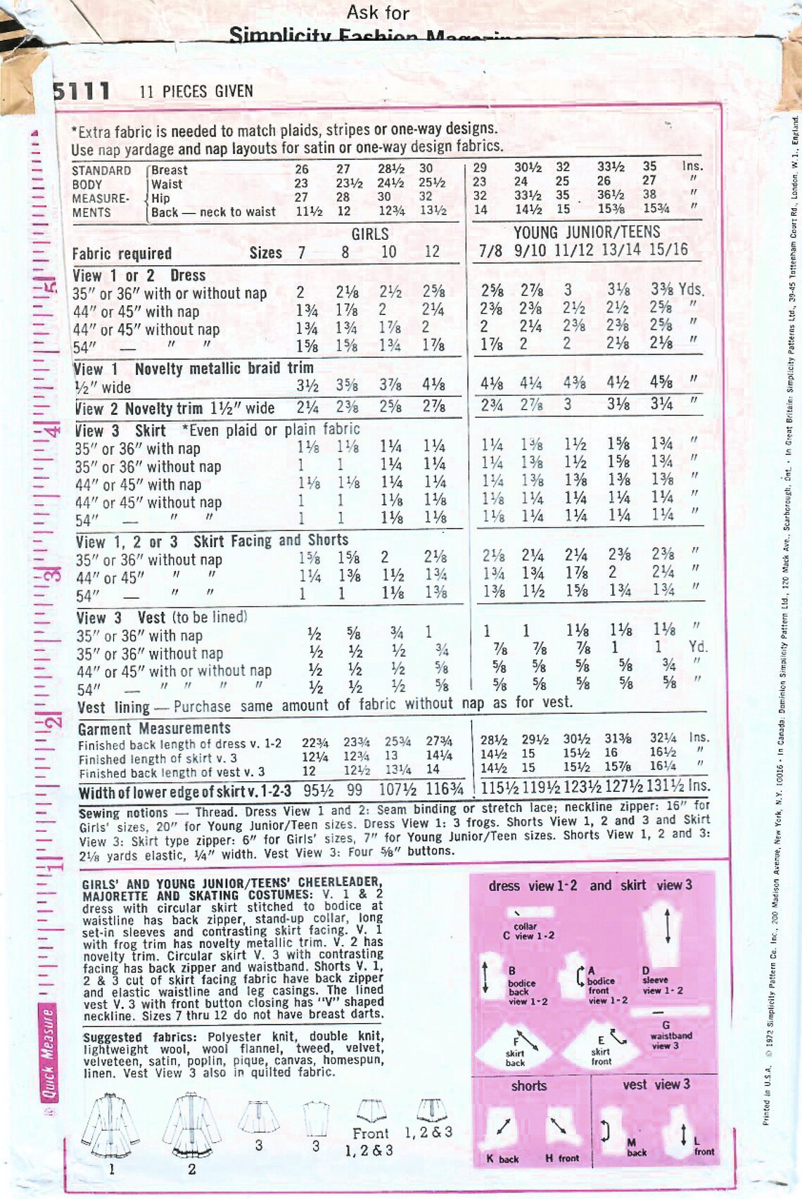 1970s Simplicity 5111 Vintage Sewing Pattern Costume | Etsy