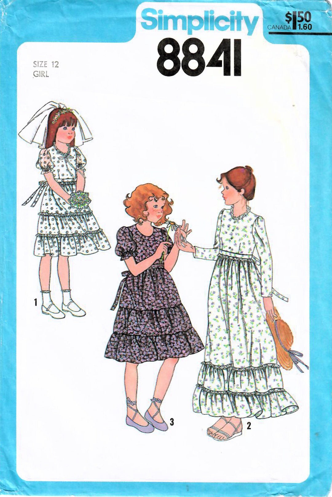 1970s Simplicity 8841 UNCUT Vintage Sewing Pattern, Ruffled Dress, Long ...