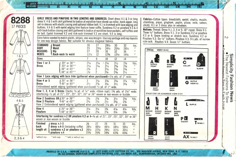 1970s Simplicity 8288 UNCUT Vintage Sewing Pattern Girls - Etsy