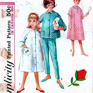 1960s Simplicity 5217 Vintage Sewing Pattern Girls' Robe, Top and Pants ...