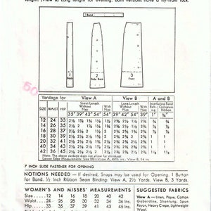 1940s Butterick 4702 Vintage Sewing Pattern Misses Slim Skirt, Midi ...