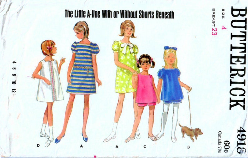 1960s Butterick 4918 Vintage Sewing Pattern A-line Dress Mini - Etsy