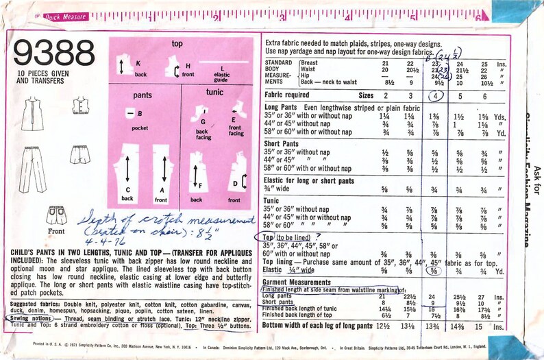 1970s Simplicity 9388 Vintage Sewing Pattern Girls Shorts - Etsy
