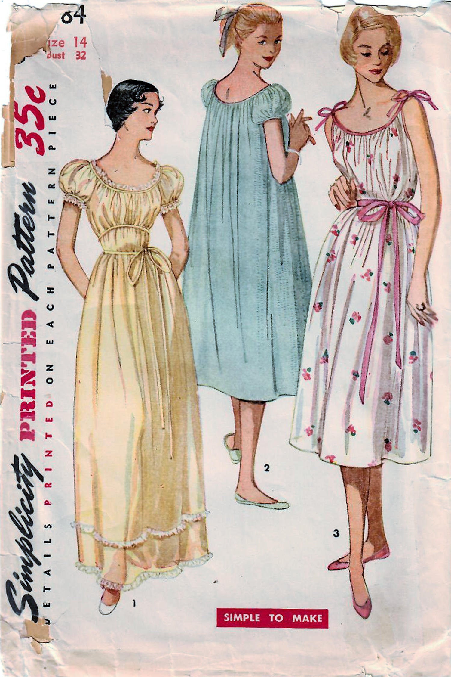 Partially Cut Vintage Two Pieced Dress Pattern Simplicity 4684 Patterns ...
