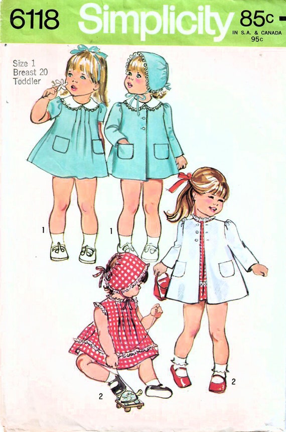 Kits & How To 1970s Simplicity Toddler pattern sz 2 Bust 21 Sewing ...