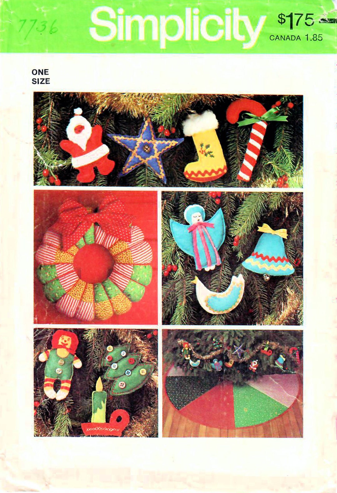1970s Simplicity 7736 Vintage Craft Pattern Christmas Decorations ...