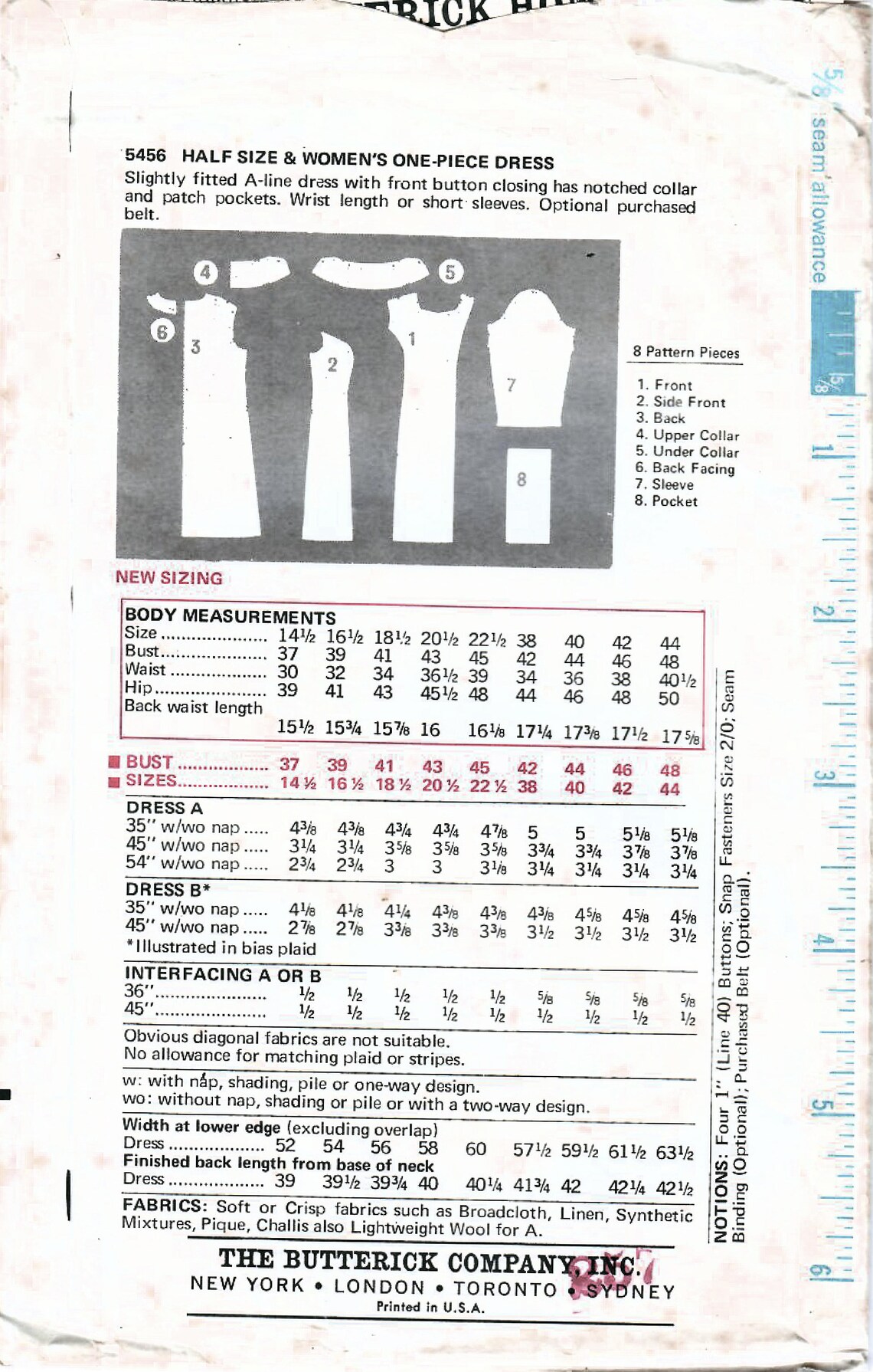 1960s Butterick 5456 UNCUT Vintage Sewing Pattern Women's - Etsy