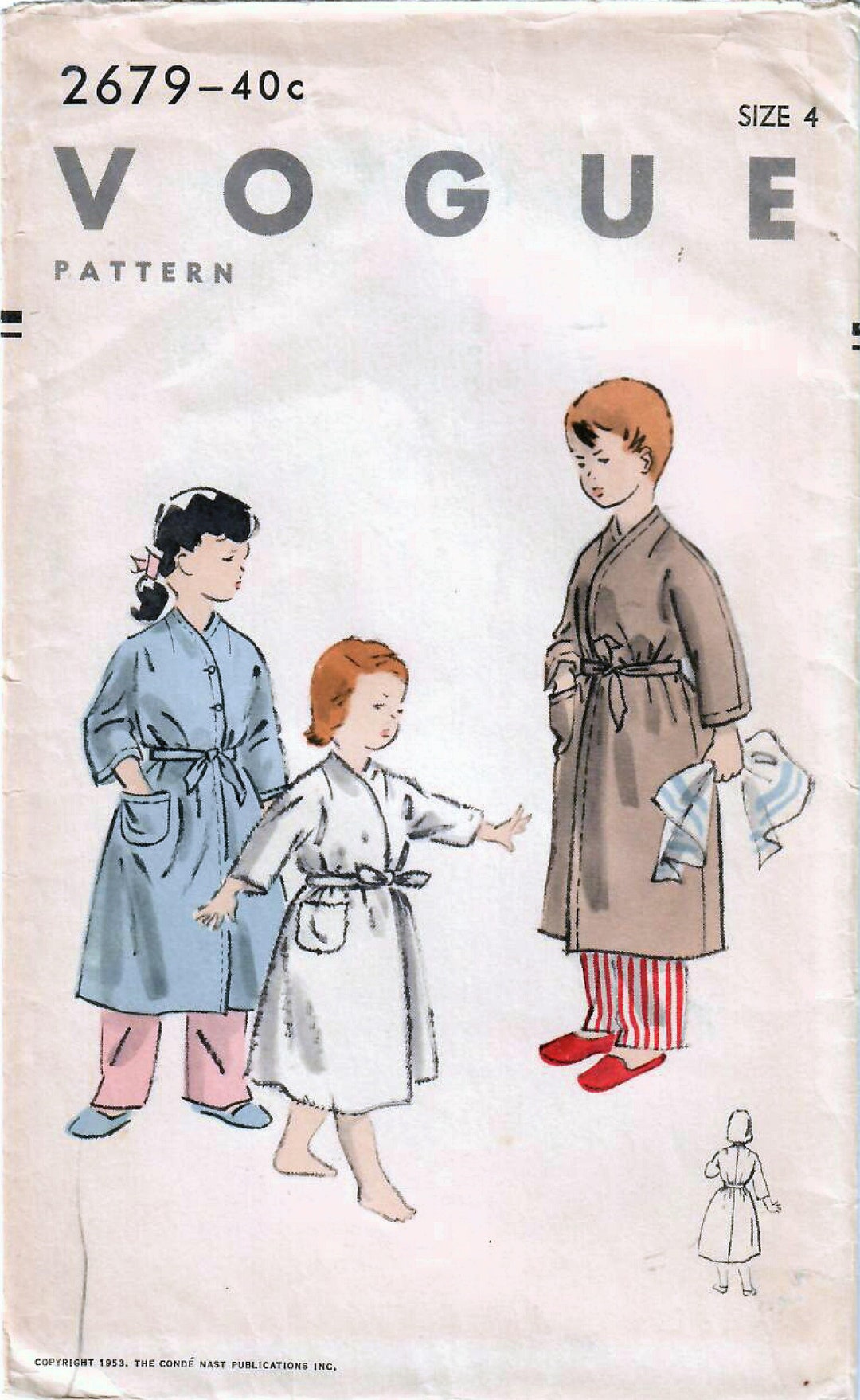1950s Vogue 2679 Vintage Sewing Pattern Child Boy Girl Wrap Robe ...
