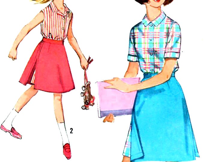 1960s Simplicity 5296 UNCUT Vintage Sewing Pattern Girls Shirtwaist ...