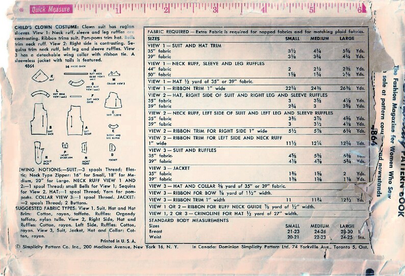 1950s Simplicity 4864 Vintage Sewing Pattern Child's Clown | Etsy