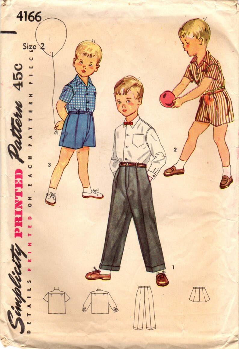 1950s Simplicity 4166 Vintage Sewing Pattern Boys Shirt - Etsy
