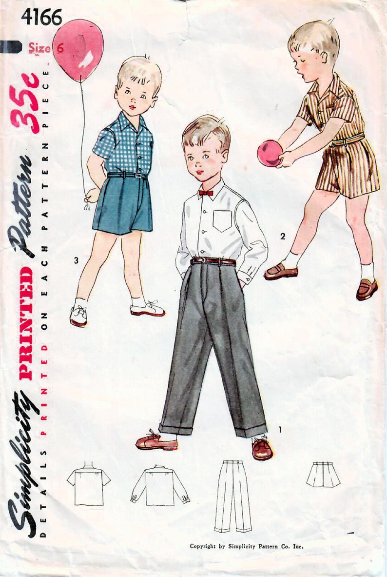 1950s Simplicity 4166 Vintage Sewing Pattern Boys Shirt - Etsy