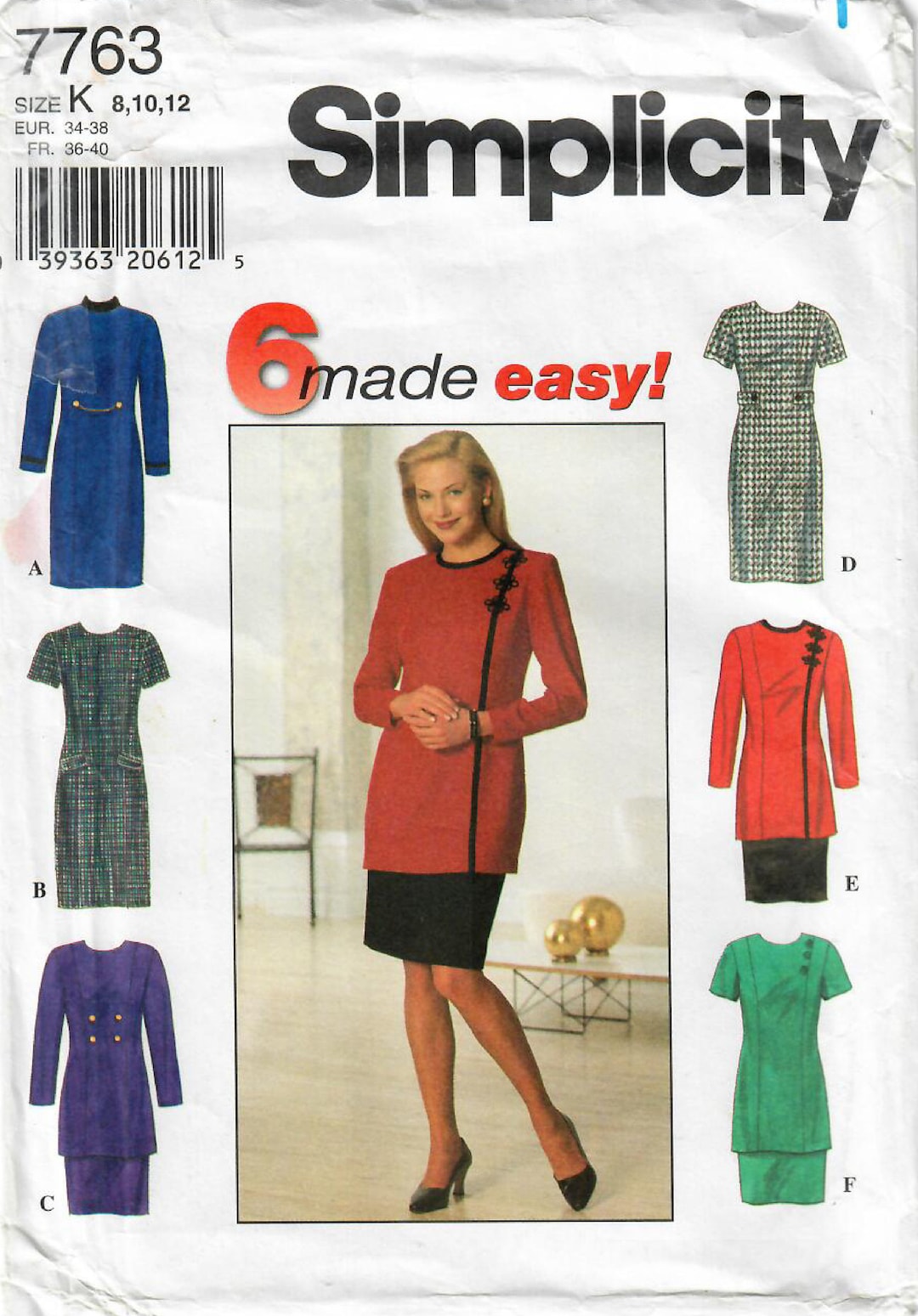 1990s Simplicity 7763 UNCUT Vintage Sewing Pattern Misses Dress, Tunic ...