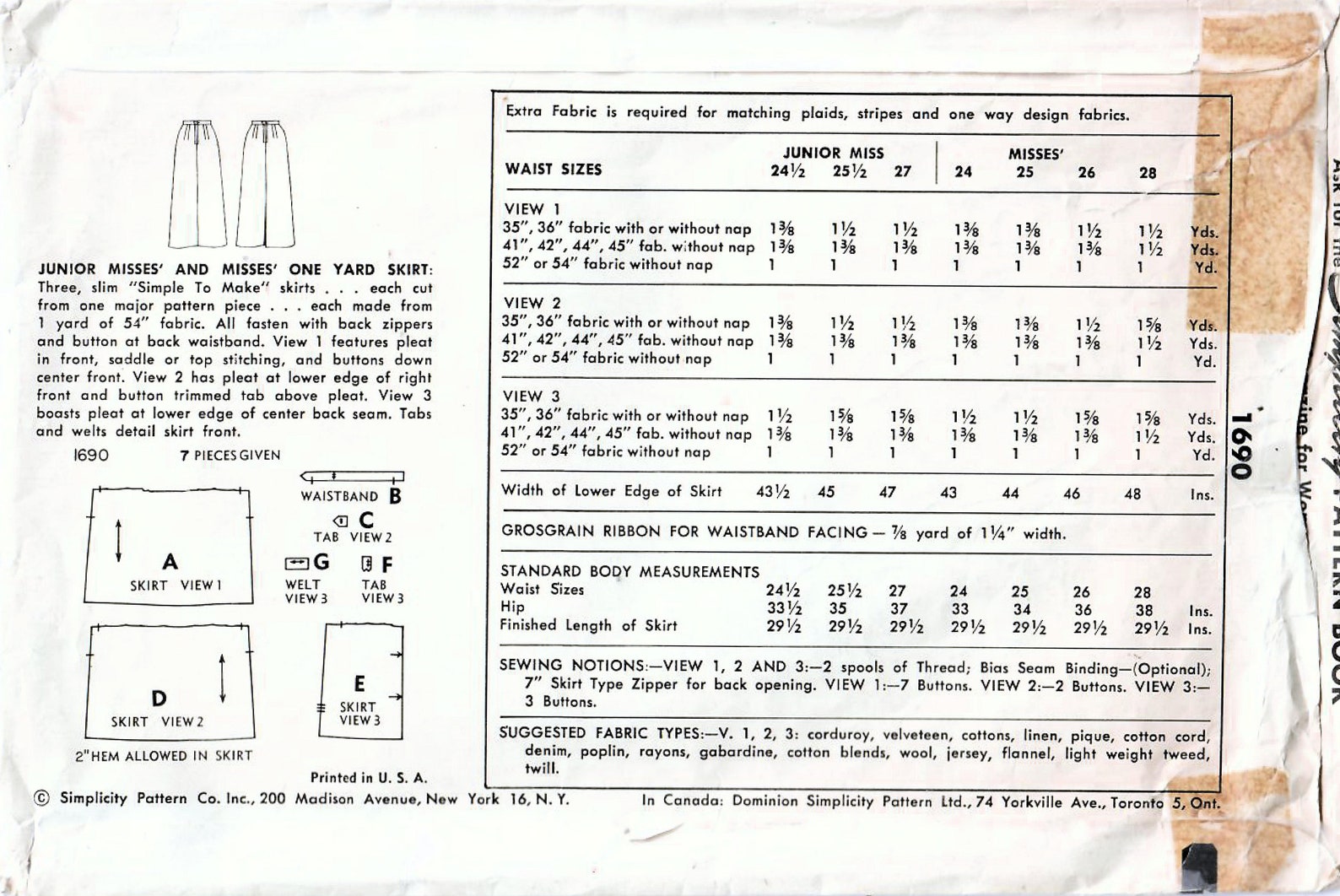 1950s Simplicity 1690 Vintage Sewing Pattern Junior Misses - Etsy
