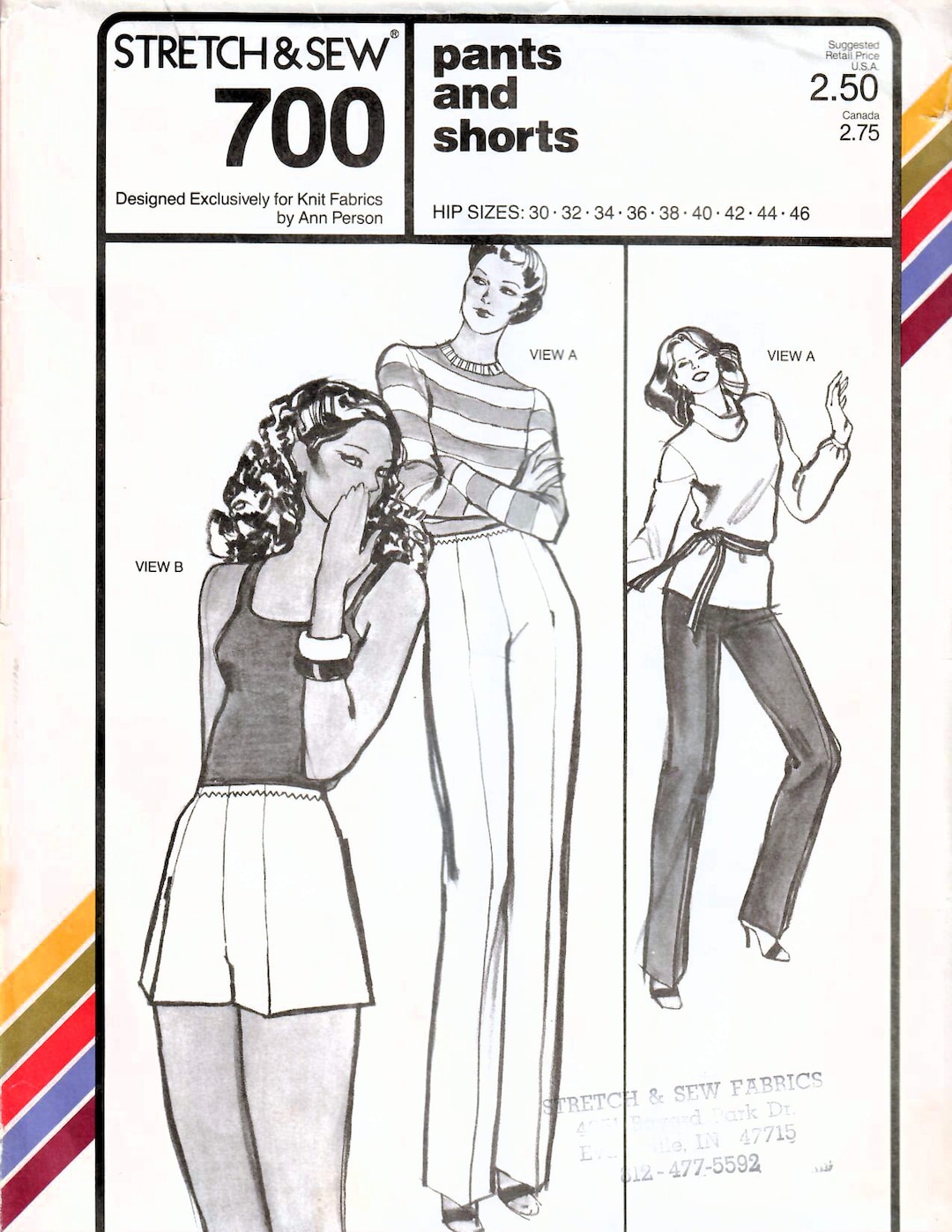 1970s Stretch and Sew 700 Vintage Sewing Pattern Misses Pants, Shorts ...