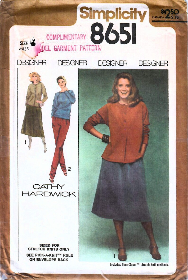 1970s Simplicity 8651 UNCUT Vintage Sewing Pattern Misses Pullover Tops ...