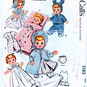 1950s Mccall's 2183 Vintage Sewing Pattern Baby Doll's Wardrobe Size 15 ...
