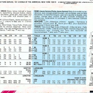 1980s Butterick 4035 UNCUT Vintage Sewing Pattern Misses Midi Dress ...