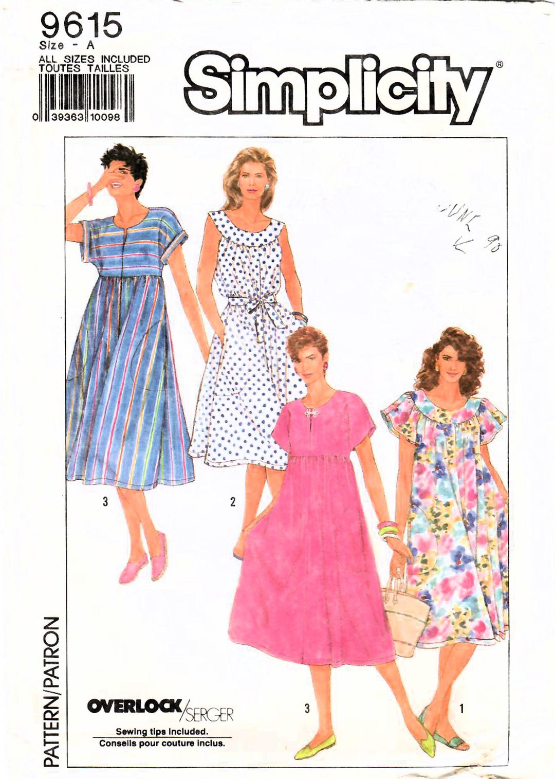 1990s Simplicity 9615 Vintage Sewing Pattern Misses Loose-fitting Dress ...