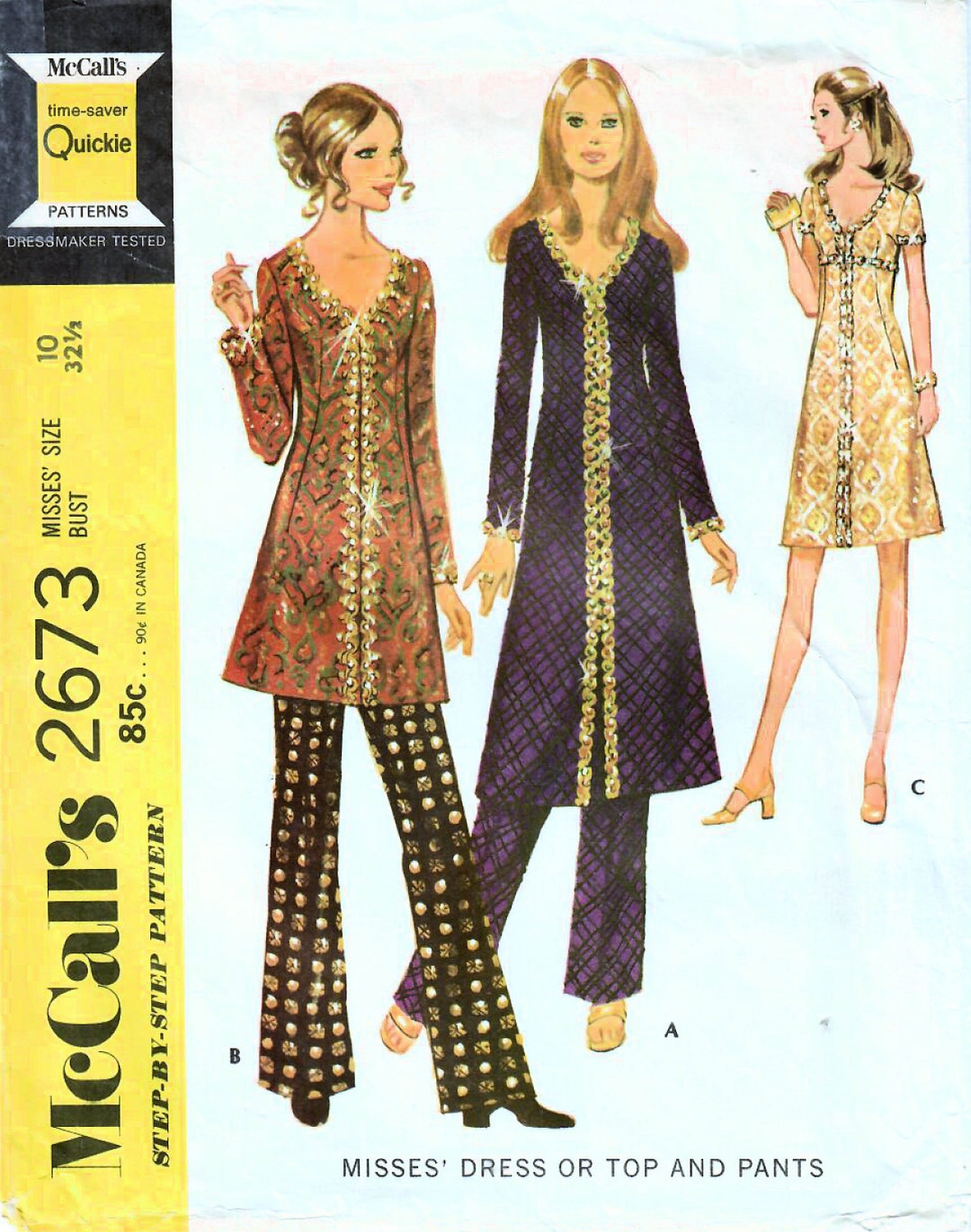 1970s Mccall's 2673 Vintage Sewing Pattern Misses A-line Dress, Evening ...