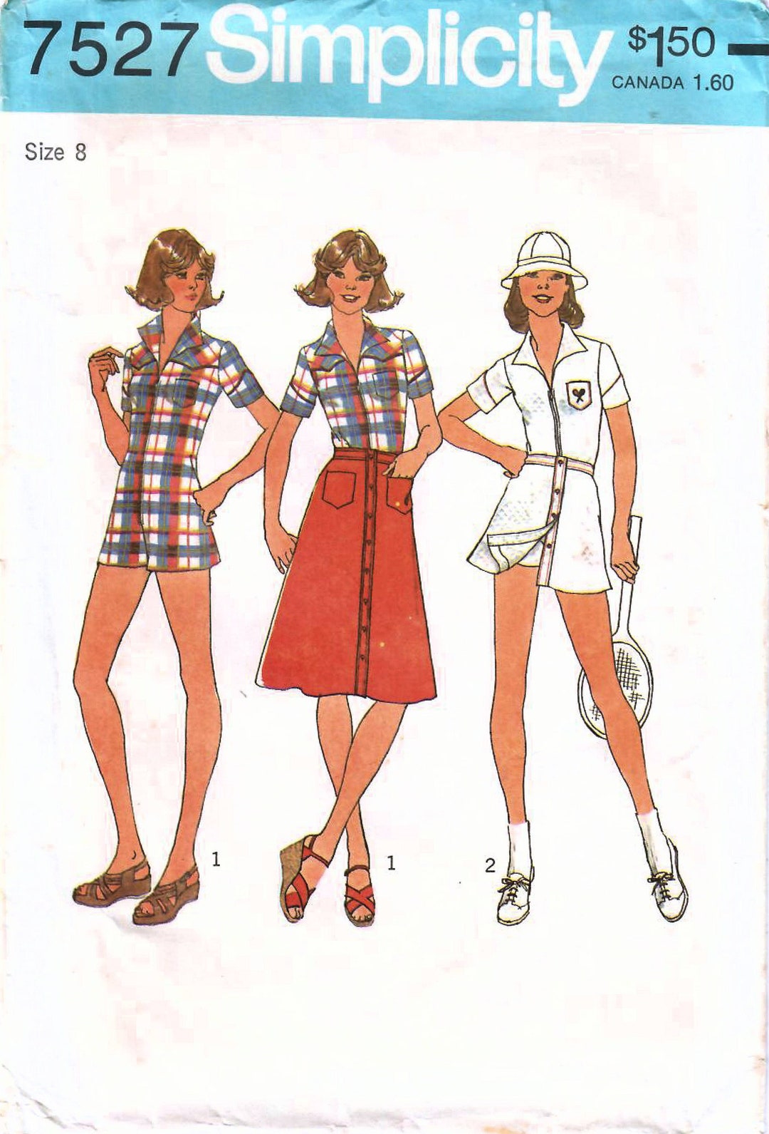 1970s Simplicity 7527 Vintage Sewing Pattern Misses Short Jumpsuit ...