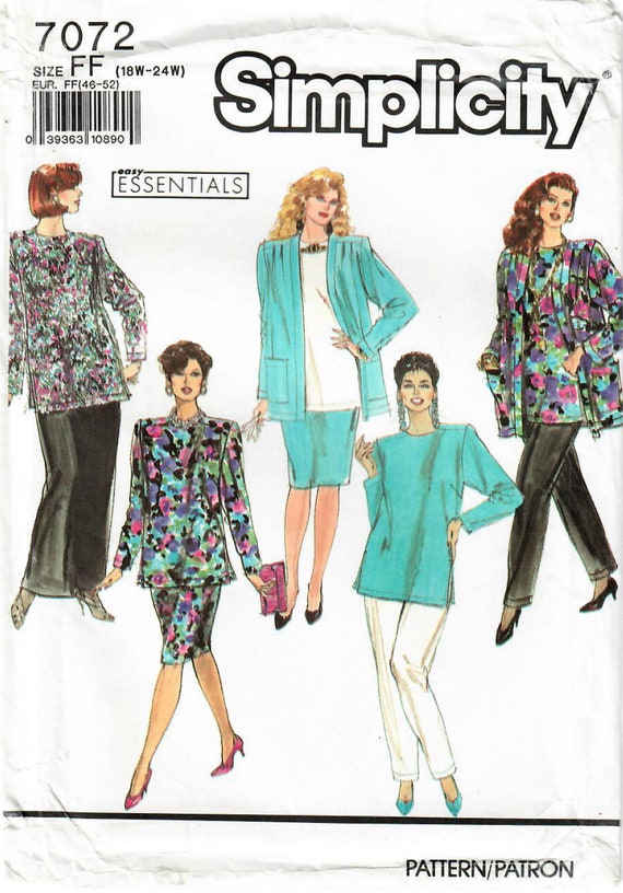 1990s Simplicity 7072 UNCUT Vintage Sewing Pattern Women Slim - Etsy