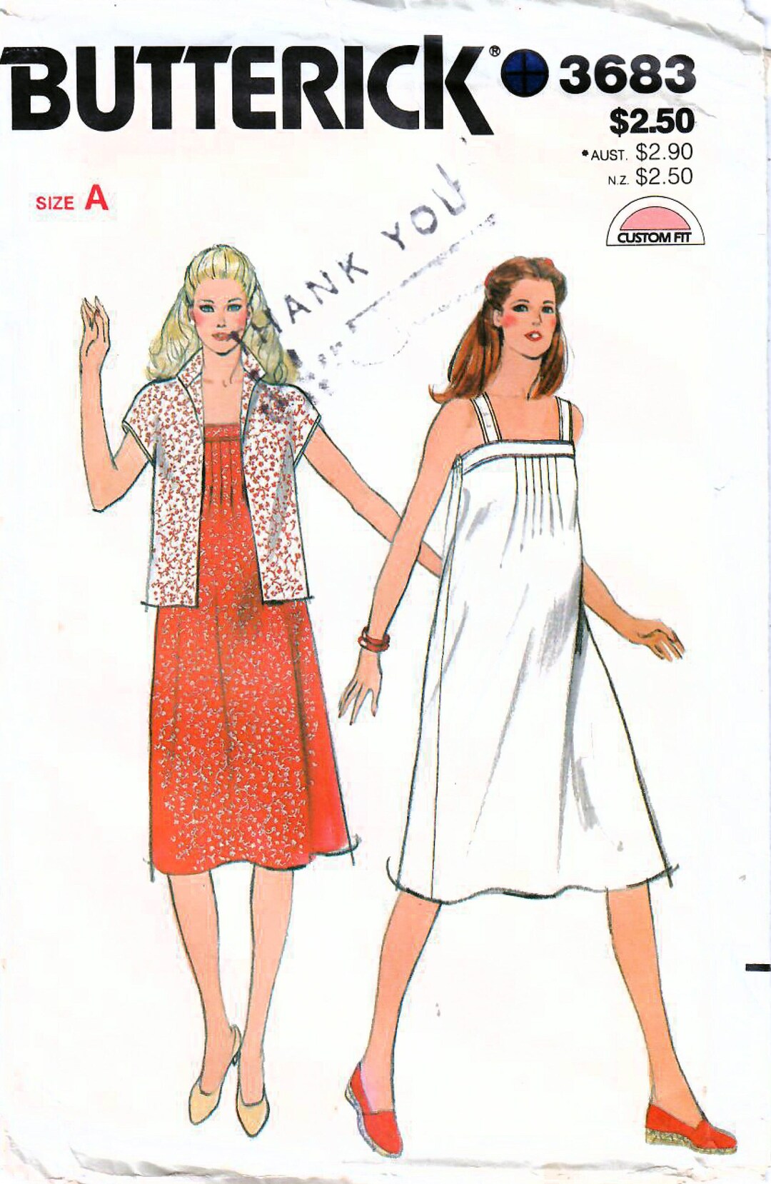 1980s Butterick 3683 Vintage Sewing Pattern Maternity Sundress, Jacket ...