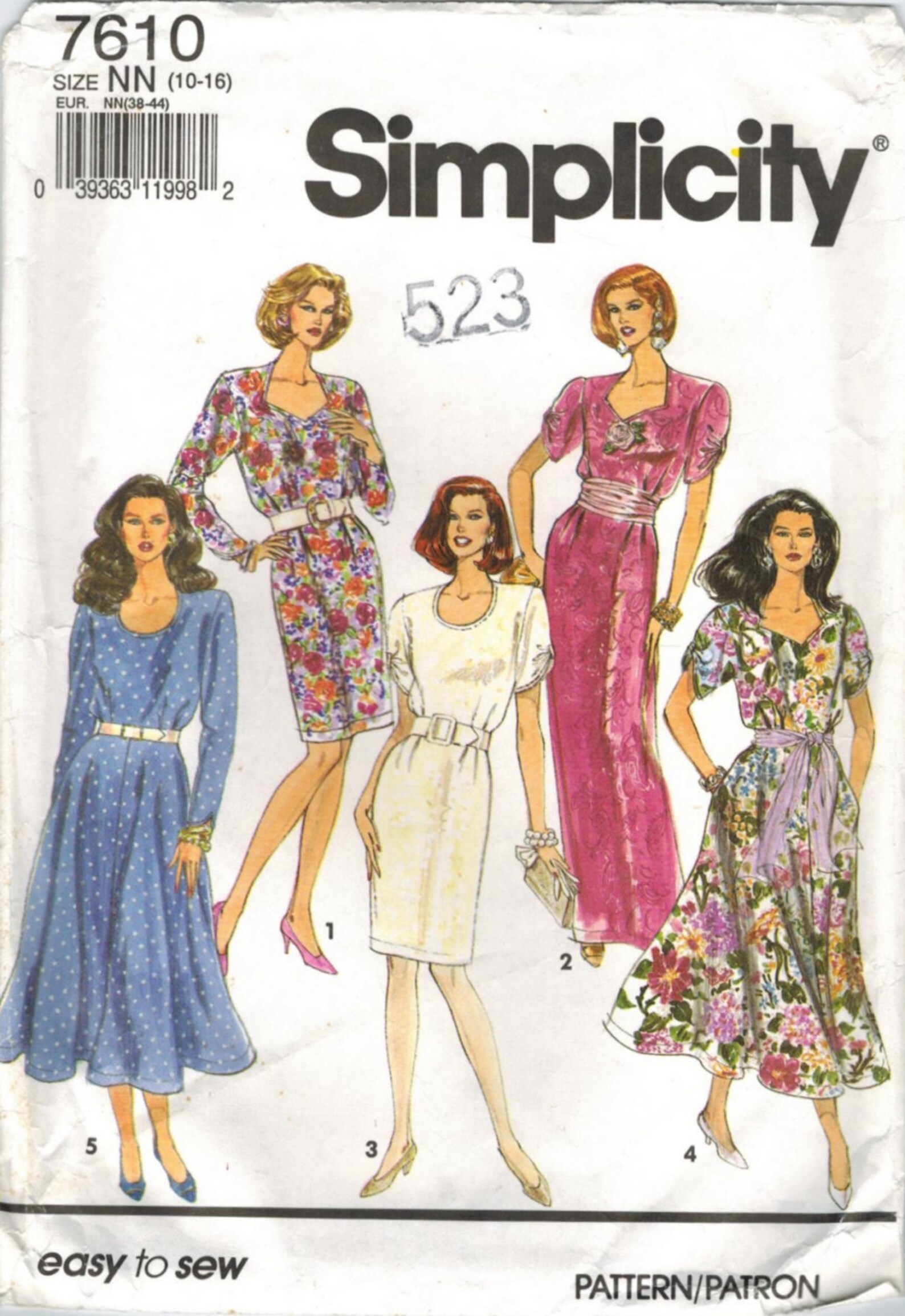1990s Simplicity 7610 Vintage Sewing Pattern Misses Slim | Etsy